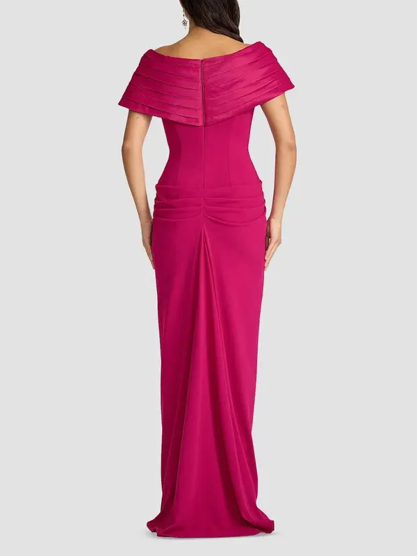 Tadashi Shoji Taffeta & Crepe Off-the-shoulder Gown