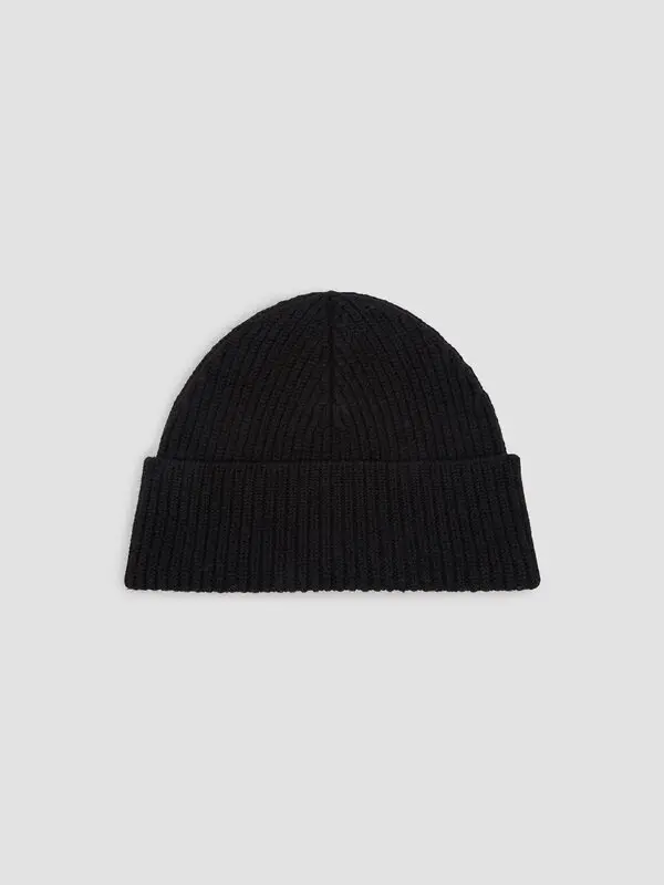AMI Paris Logo Rib-knit Wool Beanie Hat