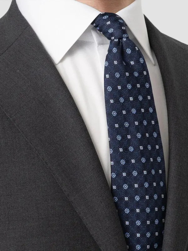 Eton Floral Silk Tie - Navy