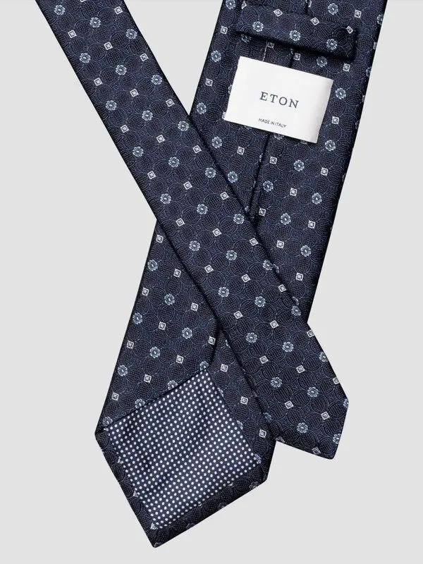 Eton Floral Silk Tie - Navy