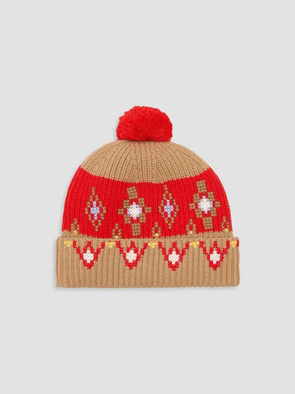 AMI Paris Intarsia-knit Wool Beanie