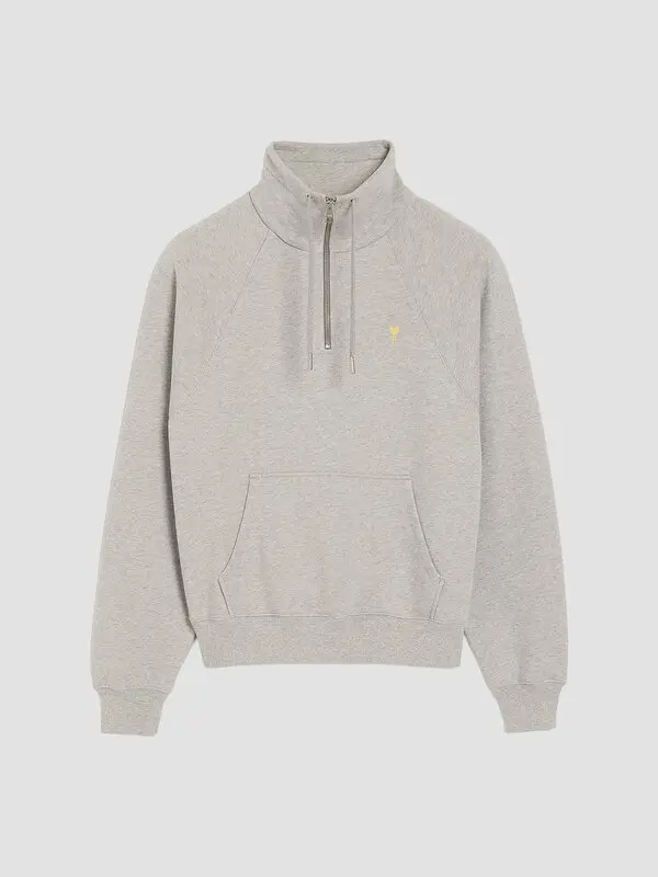 AMI Paris Embroidered De Coeur Quarter-zip Sweatshirt