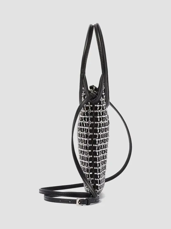 Miu Miu Ivy Satin Top-handle Bag With Synthetic Crystals - Black