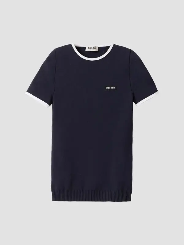 Miu Miu Technical Yarn Crew-neck Sweater - Blue