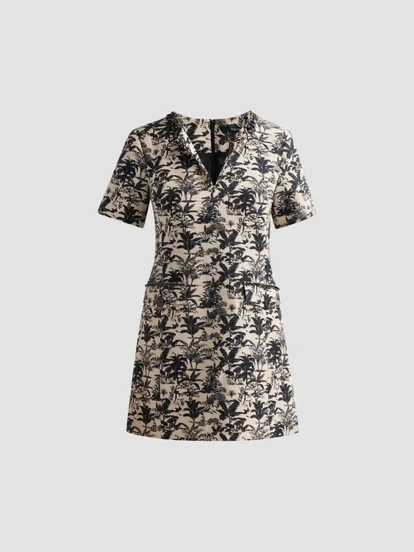 TOCCIN Blythe Palm Tree Jacquard Mini Shift Dress