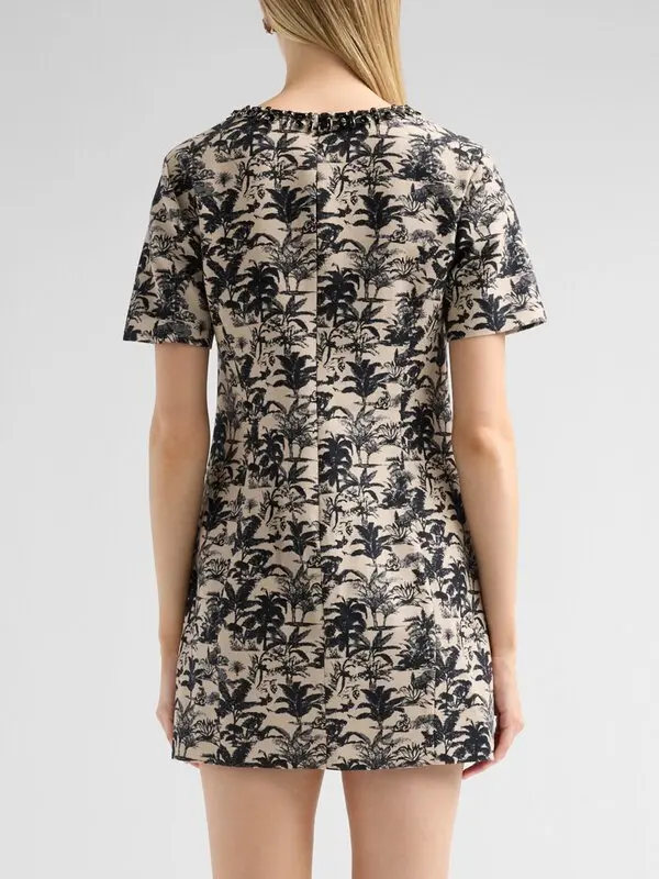 TOCCIN Blythe Palm Tree Jacquard Mini Shift Dress