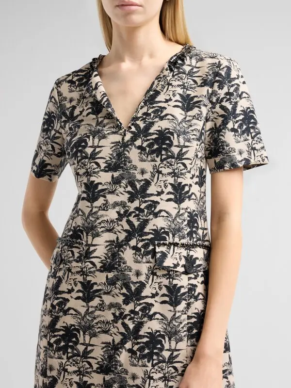 TOCCIN Blythe Palm Tree Jacquard Mini Shift Dress