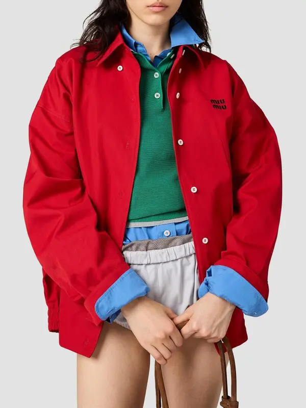 Miu Miu Heavy Poplin Blouson Jacket - Red