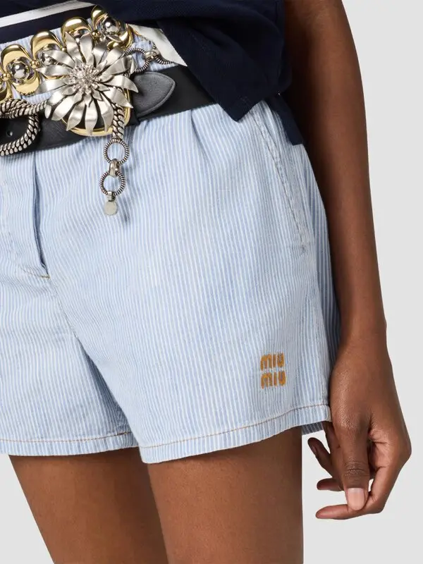 Miu Miu Striped Chambray Bermudas