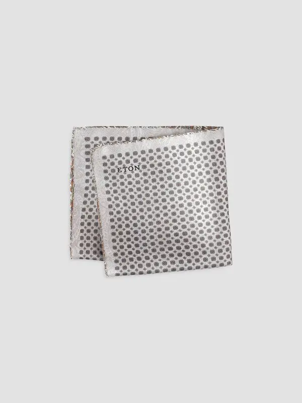 Eton Double Face Printed Silk Pocket Square - Grey
