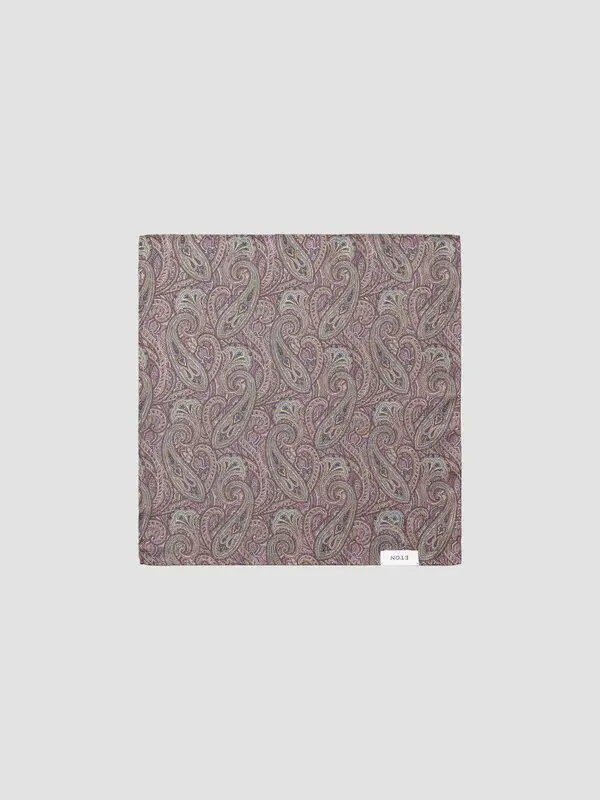 Eton Double Face Printed Silk Pocket Square - Purple