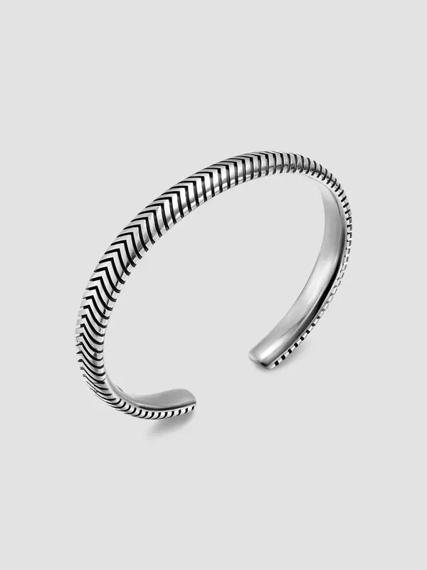 David Yurman Chevron Cuff Bracelet In Sterling 8mm