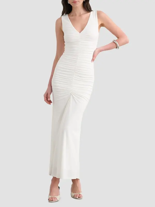 TOCCIN Inez Sleeveless V-neck Ruched Maxi Dress