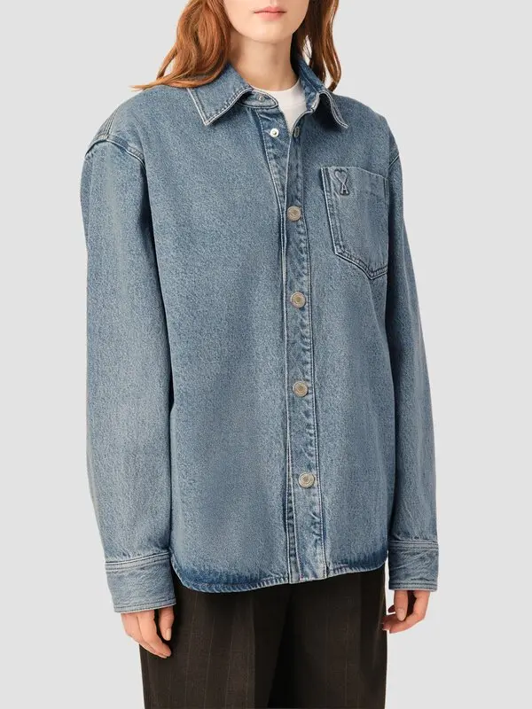AMI Paris De Coeur Denim Overshirt