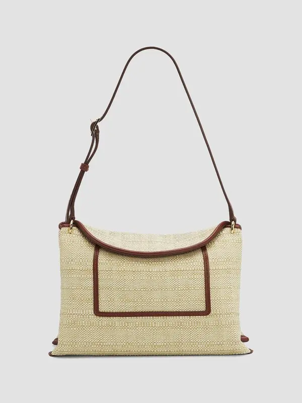 WANDLER Penelope Raffia Shoulder Bag - Beige Raffia