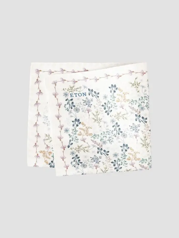 Eton Botanical Print Silk Pocket Square