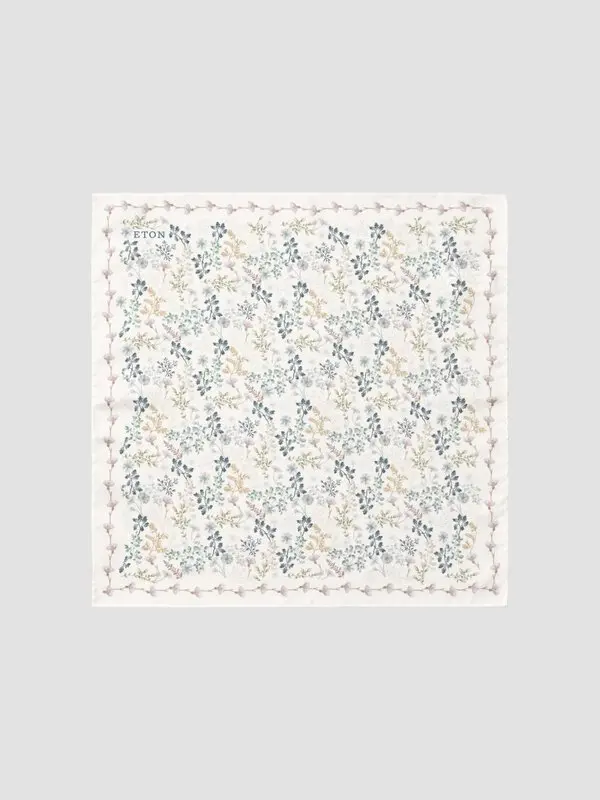 Eton Botanical Print Silk Pocket Square