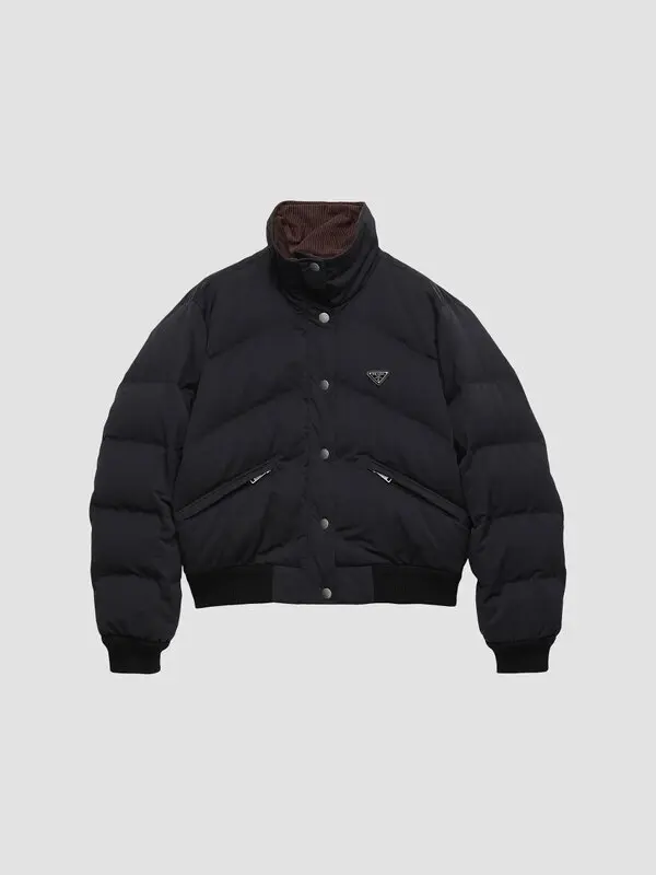 Prada Cropped Compact Poplin Down Jacket - Black