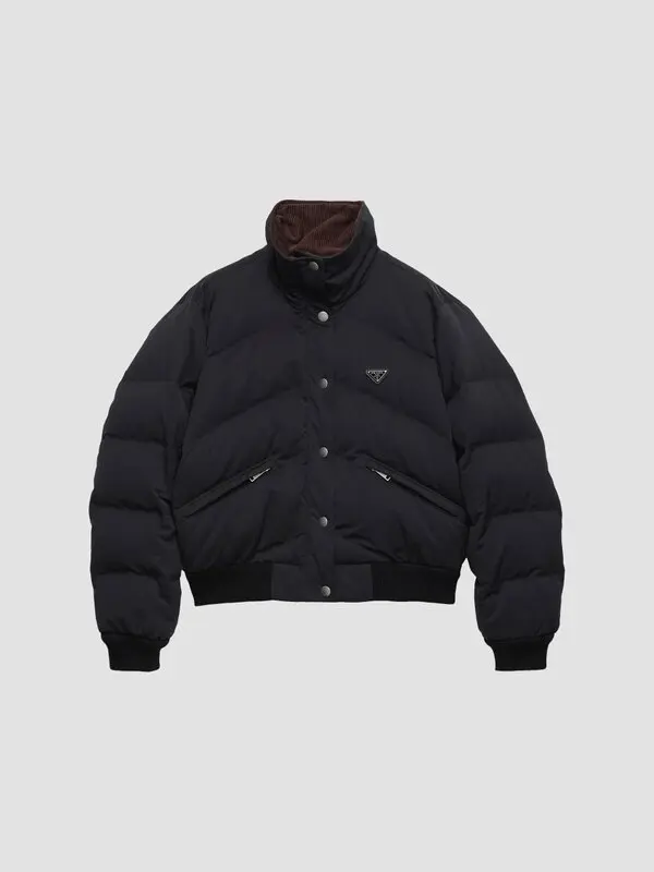 Prada Cropped Compact Poplin Down Jacket - Black