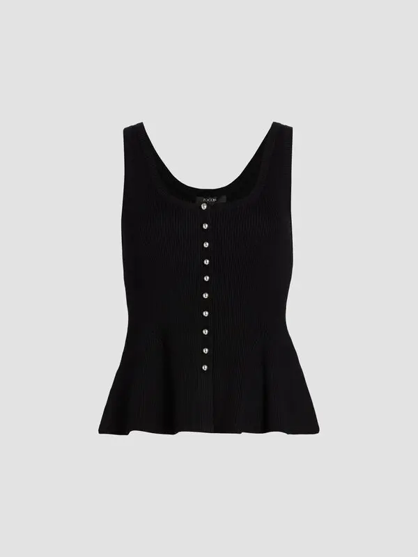 TOCCIN Eden Button-front Fit & Flare Tank - Jet