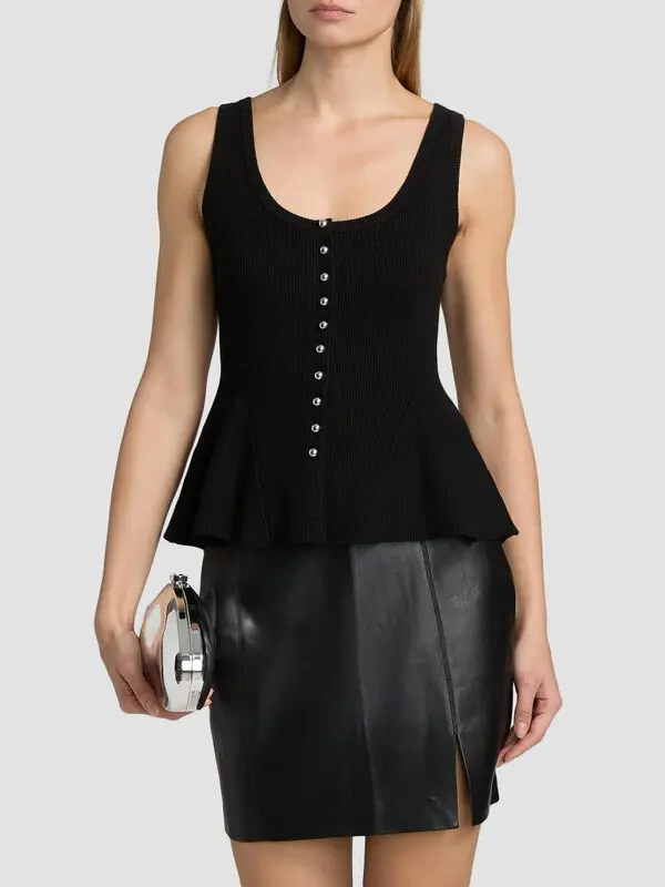 TOCCIN Eden Button-front Fit & Flare Tank - Jet