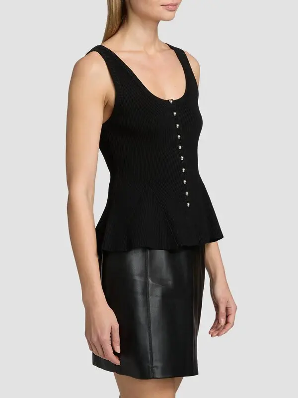 TOCCIN Eden Button-front Fit & Flare Tank - Jet