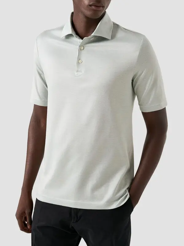 Eton Jaquard Filo Di Scozia Polo Shirt - Green