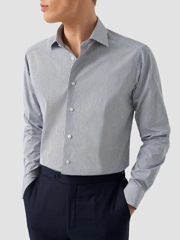 Eton Contemporary-fit Striped Cotton Poplin Shirt