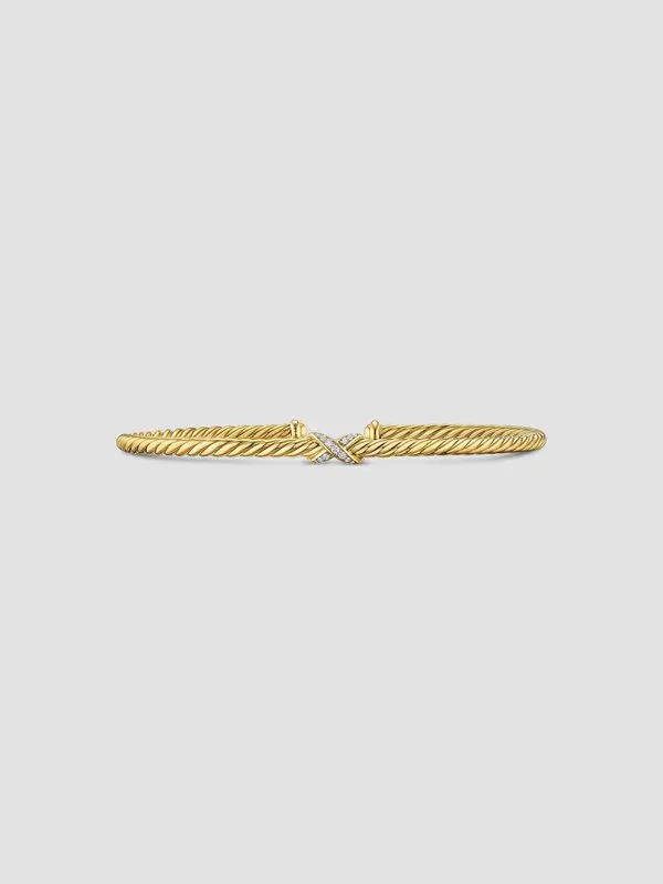 David Yurman Micro Cablespira Flex X Bracelet In 18k Yellow Gold - Diamond