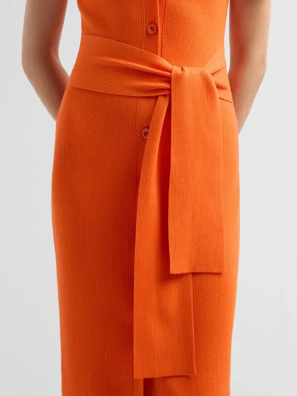 TOCCIN Agnes Ribbed Tie-front Midi Dress