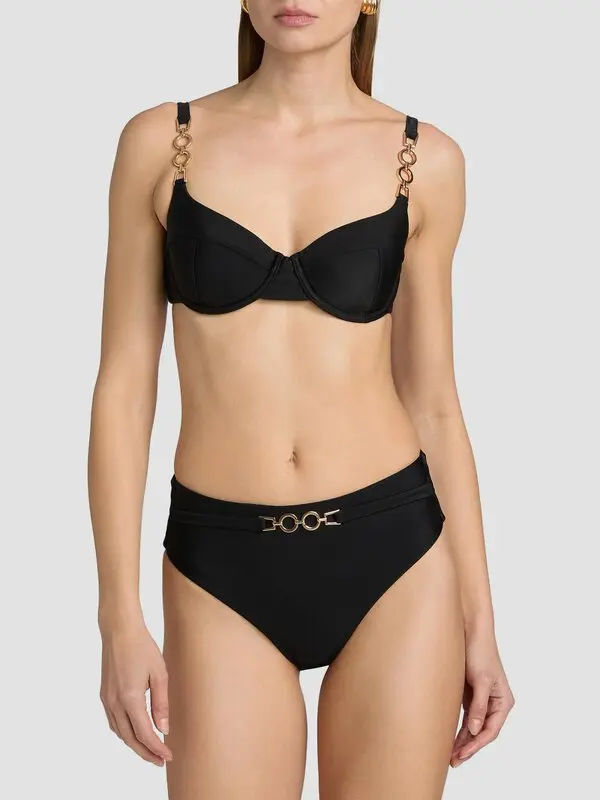 Ramy Brook Mona Embellished Bikini Top - Black