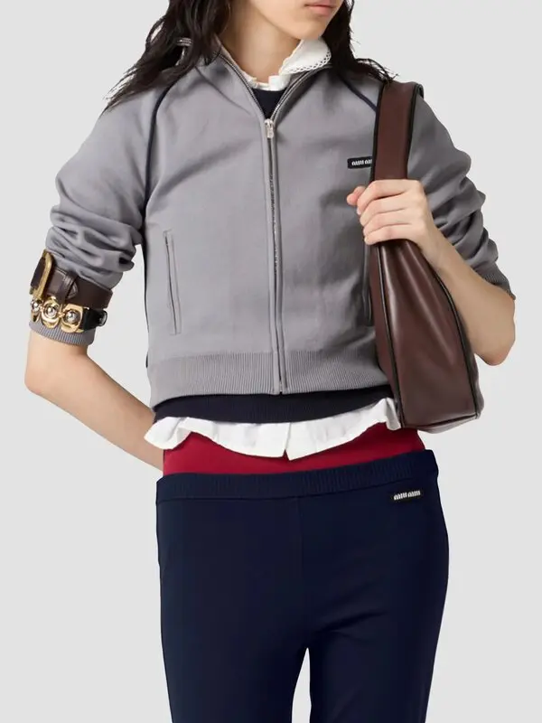 Miu Miu Technical Yarn Zipper Cardigan - Grey