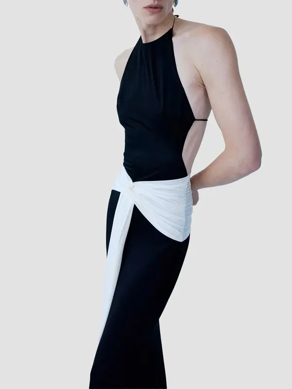 THE NEW ARRIVALS ILKYAZ OZEL Euphorie Jersey Halter Gown