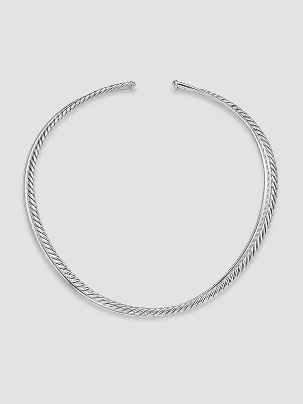David Yurman Bold Crossover Collar Necklace In Sterling 10mm - Silver