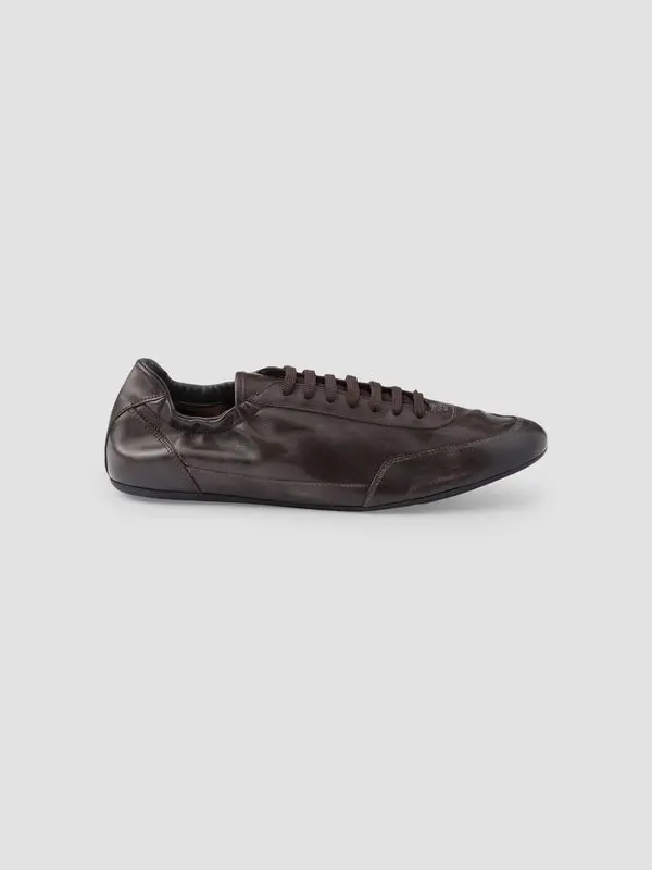 Prada Collapse Leather Sneakers - Brown