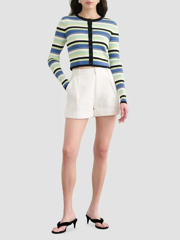 TOCCIN Zoe Striped Fitted Crop Cardigan