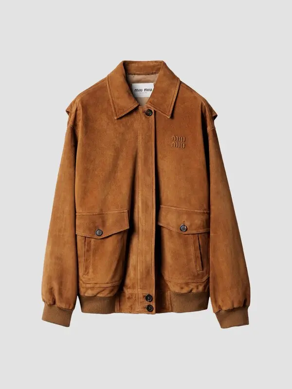 Miu Miu Suede Blouson Jacket - Brown