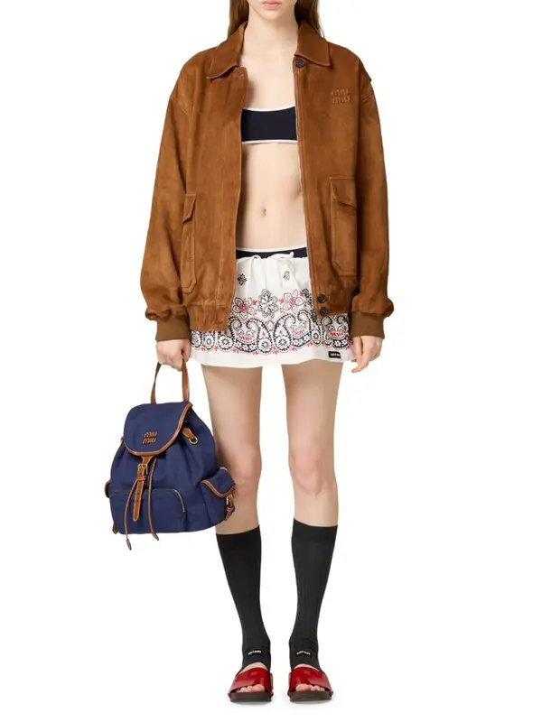 Miu Miu Suede Blouson Jacket - Brown