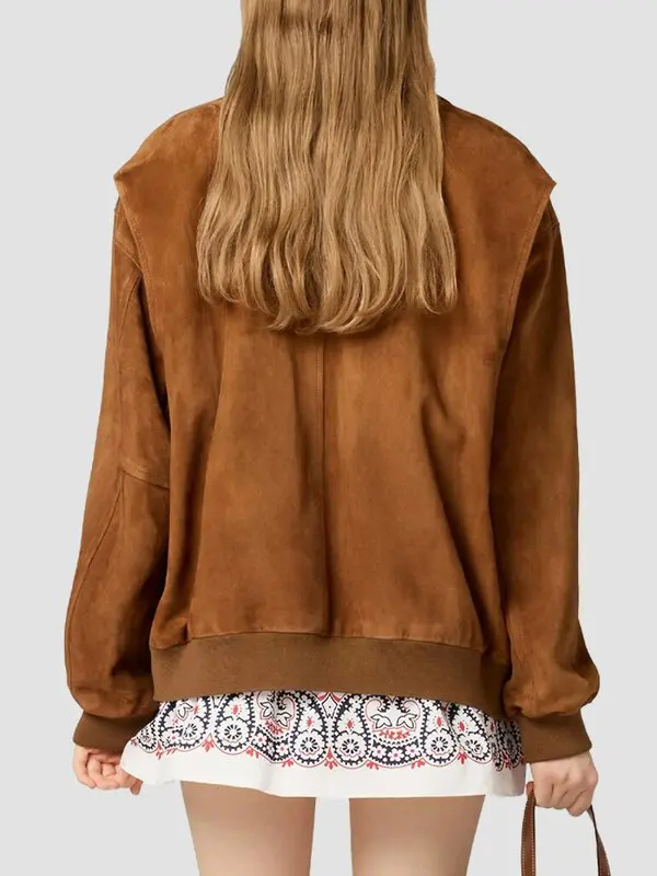 Miu Miu Suede Blouson Jacket - Brown