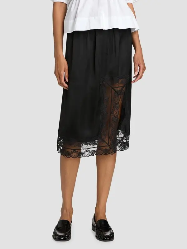 Marc Jacobs Lace-trimmed Satin Slip Midi-skirt