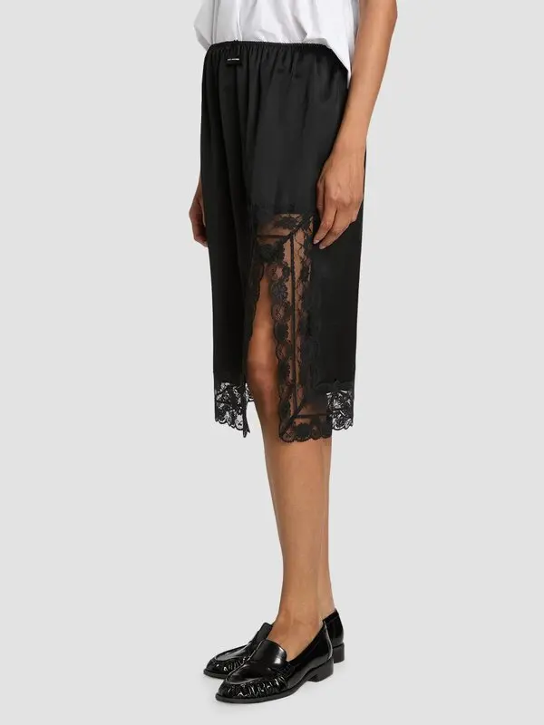 Marc Jacobs Lace-trimmed Satin Slip Midi-skirt