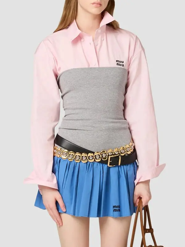 Miu Miu Poplin And Jersey Mini Skirt