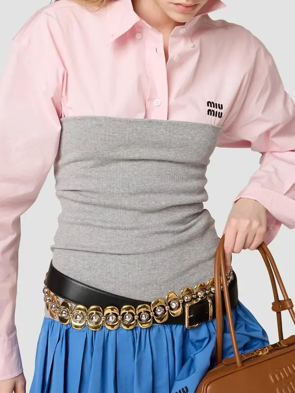 Miu Miu Poplin And Jersey Mini Skirt