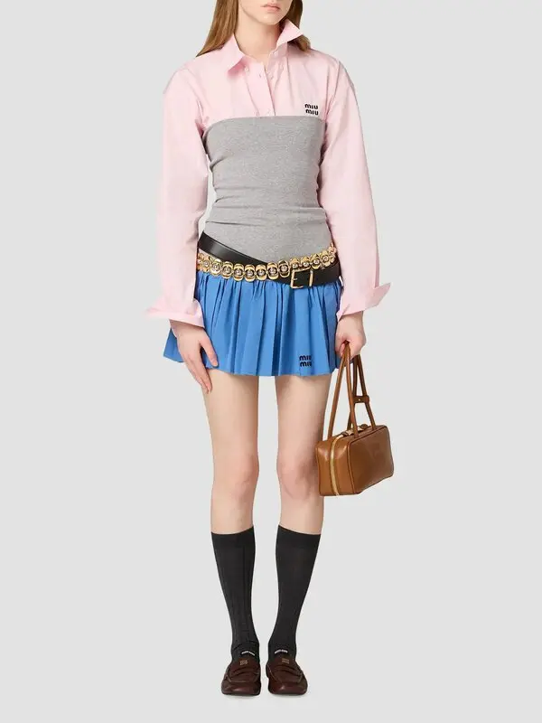Miu Miu Poplin And Jersey Mini Skirt