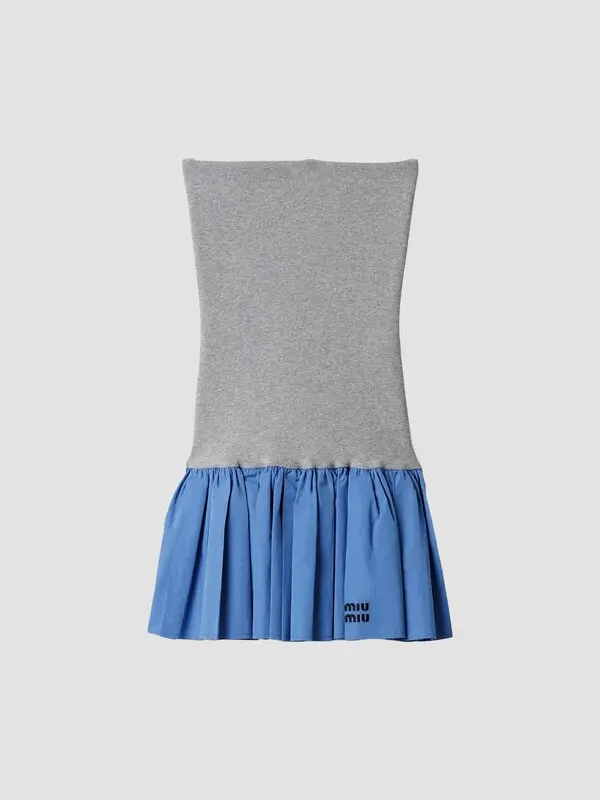 Miu Miu Poplin And Jersey Mini Skirt - Grey