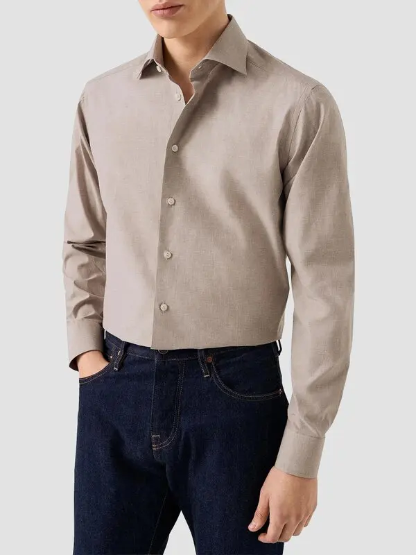 Eton Contemporary-fit Melange Solid Button-front Shirt