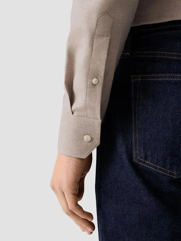 Eton Contemporary-fit Melange Solid Button-front Shirt