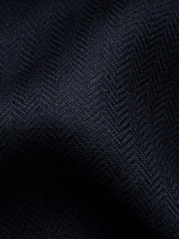 Eton Herringbone Linen-blend Shirt Jacket - Navy