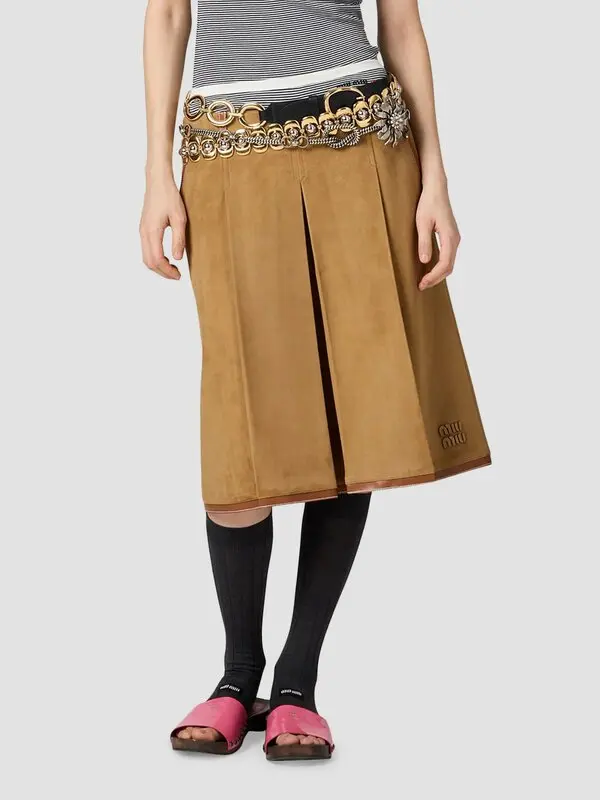 Miu Miu Pleated Suede Skirt
