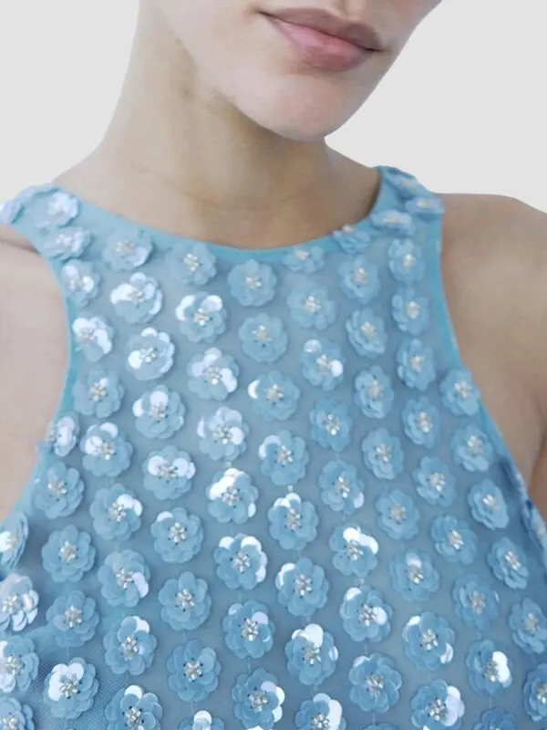 THE NEW ARRIVALS ILKYAZ OZEL Bixi Sequined Feather-trim Minidress
